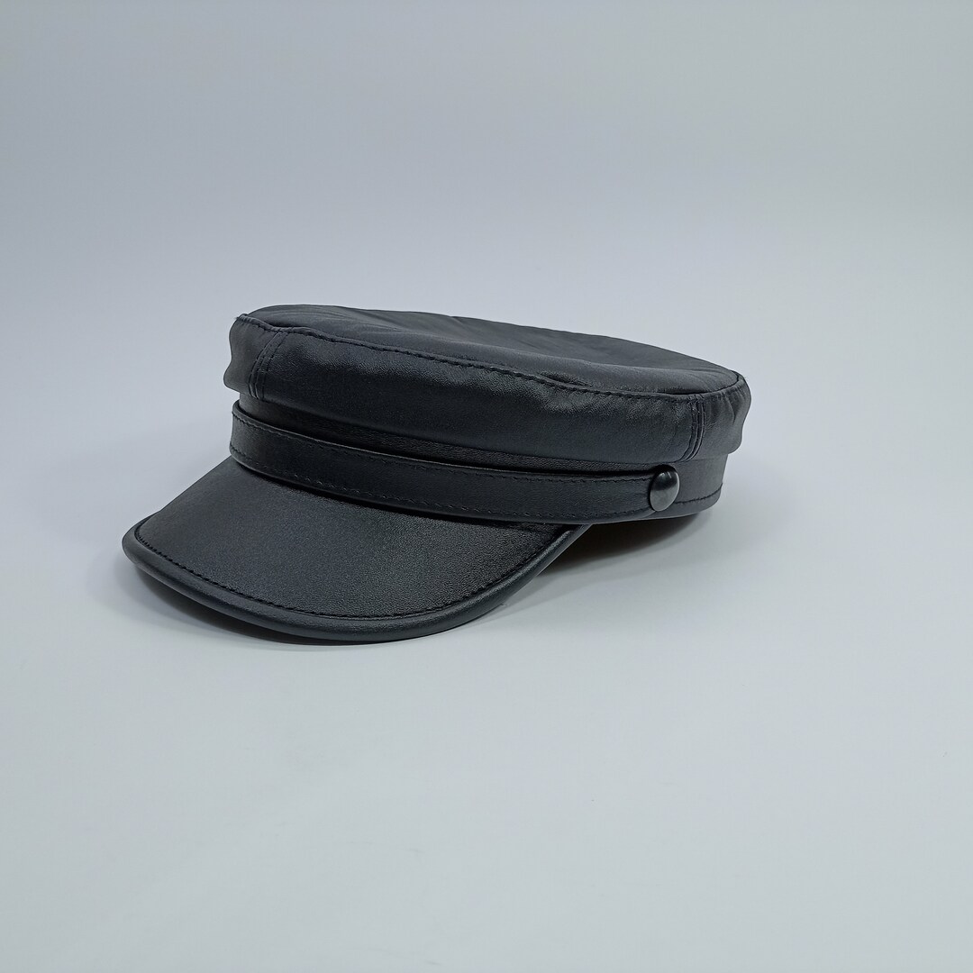 SALE!-TRAWLER 57cm Genuine Leather Breton Greek Fisherman Cap Sailor ...