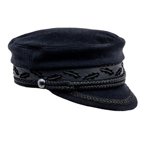 CHANDLER Wool Fiddler Cap With Embroidered Tape Twine Seaman - Etsy