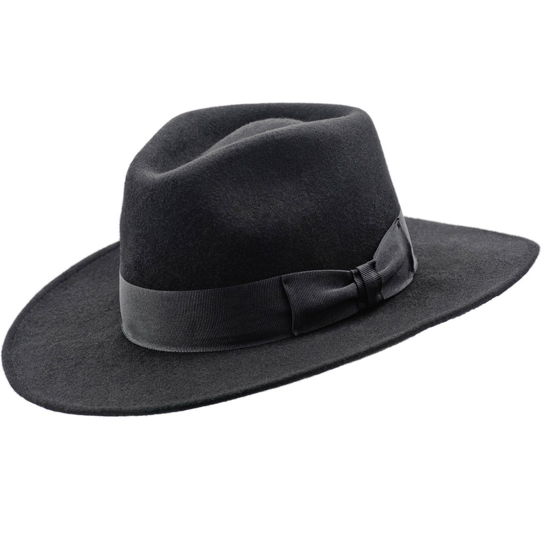 CHICAGO Wool Felt Teardrop Fedora Top Wide Brim Gambler Hat - Etsy