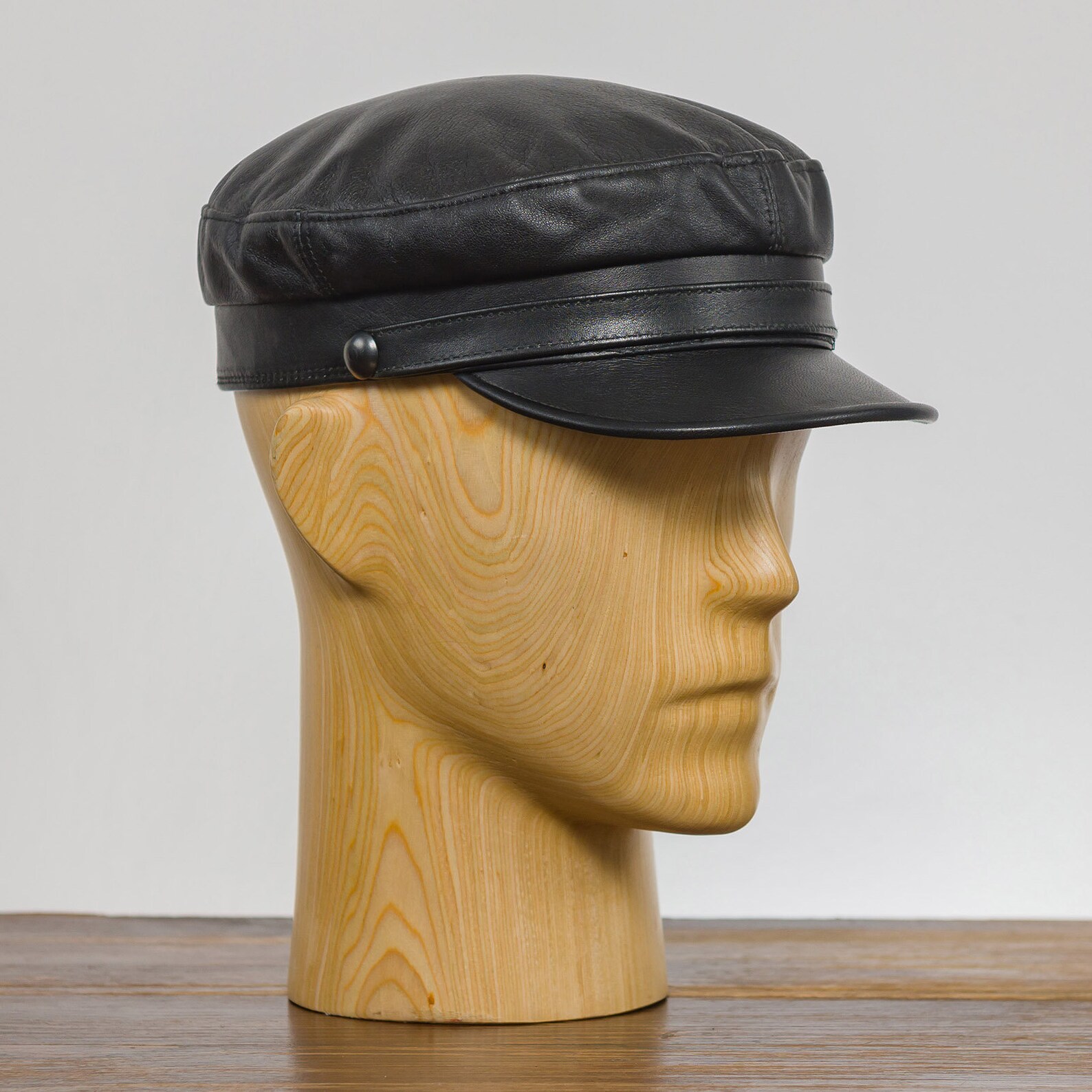 TRAWLER Genuine Leather Breton Greek Fisherman Cap Sailor Captains ...