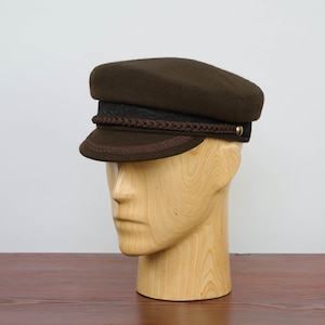 CHANDLER Wool Fiddler Cap With Embroidered Tape Twine Seaman Greek ...