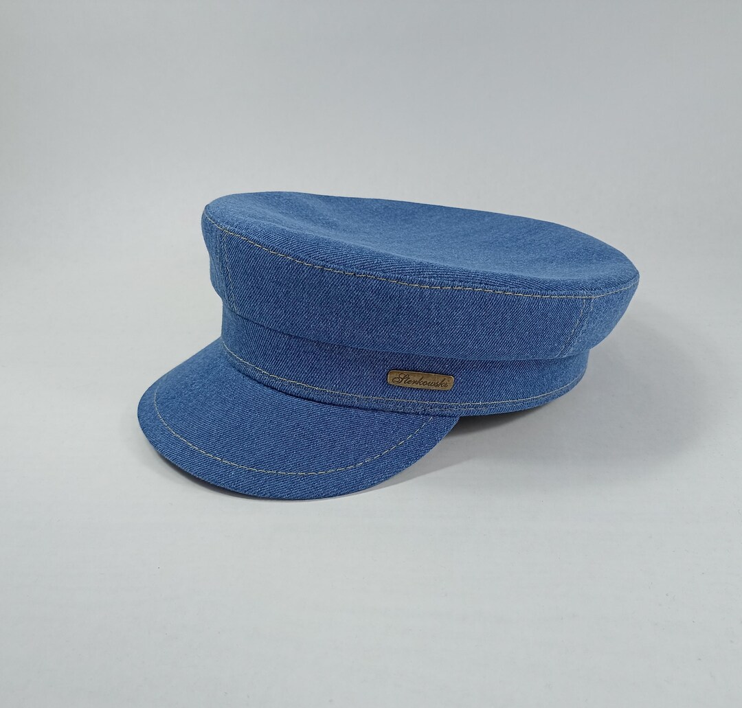 SALE!-TRAWLER 60cm Denim Breton Fisherman Cap Sailor Captains Nautical ...