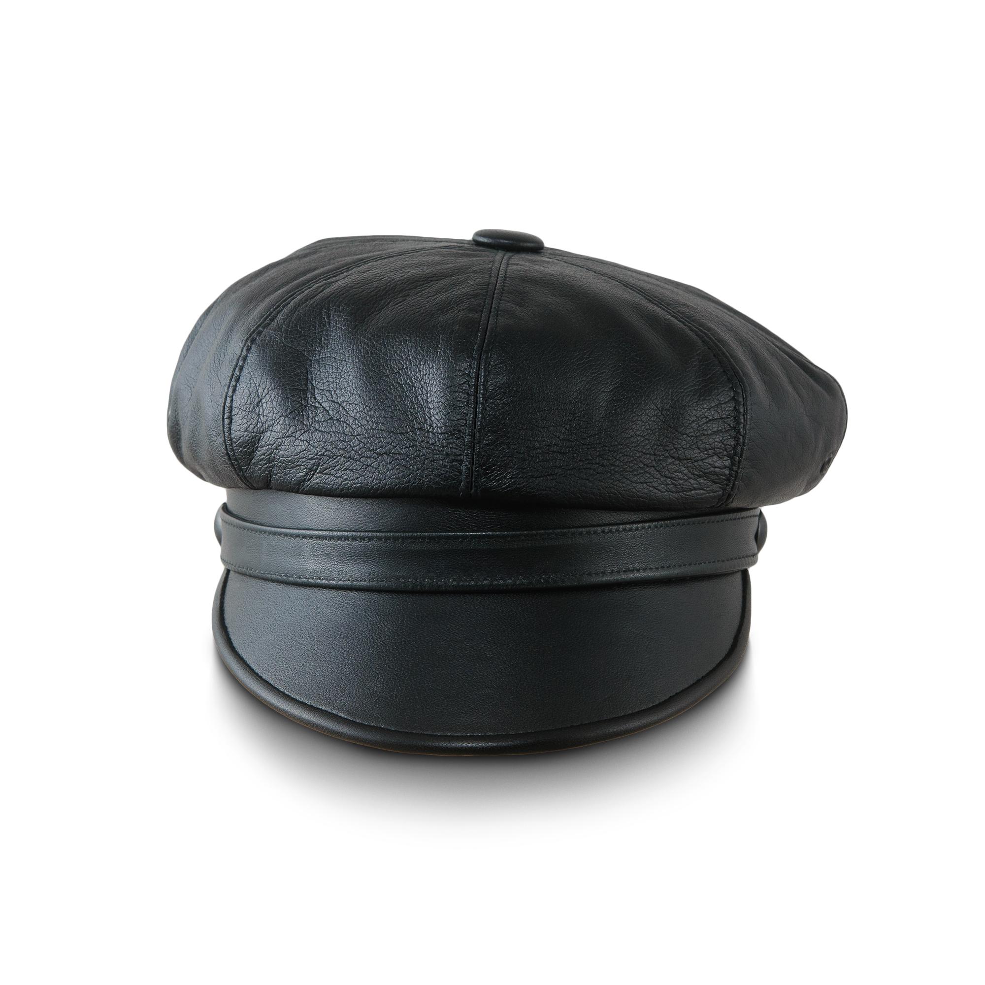 HARLEY Natural Leather Peaked Motorcycle Cap Rockabilly Punk Style ...
