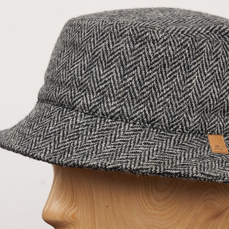 GLEN Harris Tweed Bucket Wool Hat Warm Quilted Lining Boonie Fisherman ...