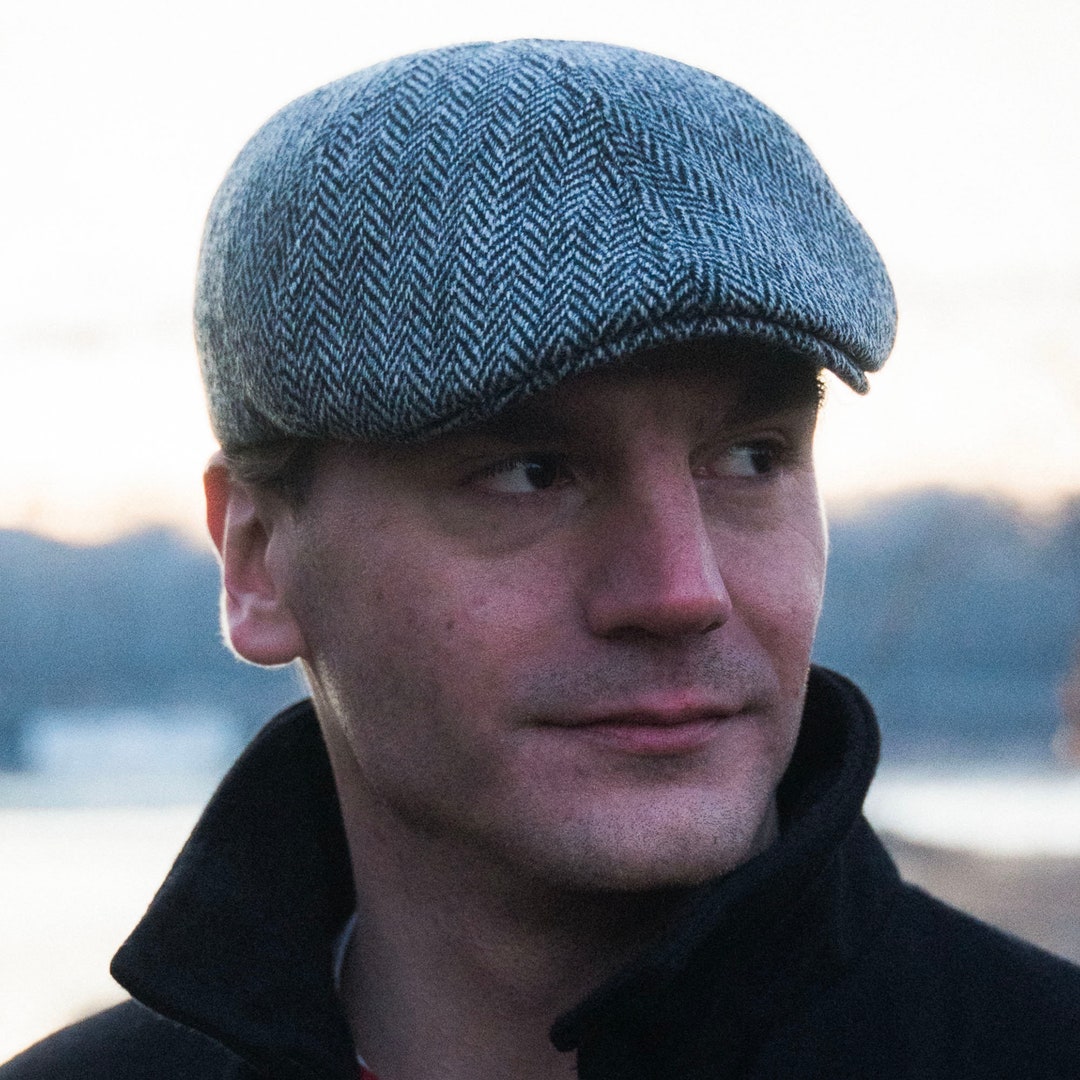 RUSTY Harris Tweed Duckbill Mens Flat Cap Wool Cabby Driving Bicycle ...