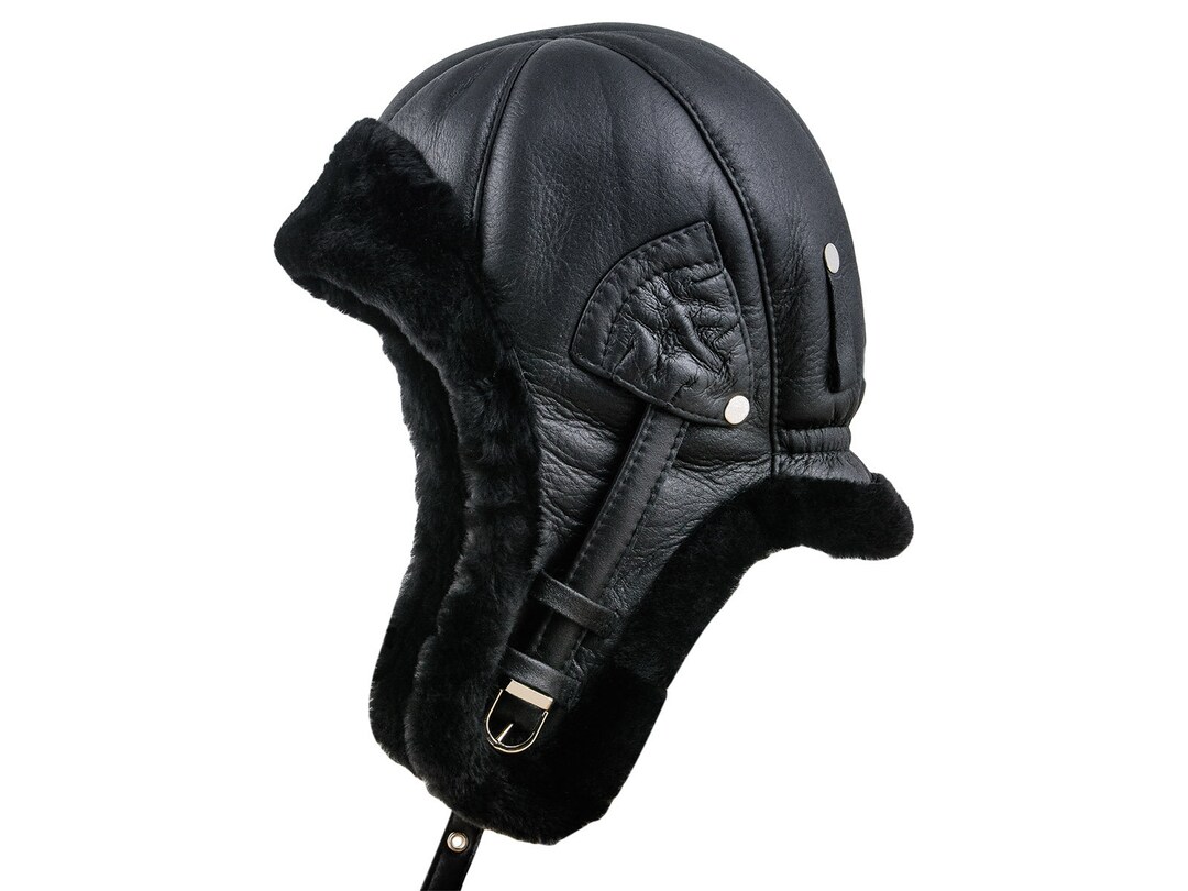 BOMBER Shearling Leather Aviator Cap Winter Chapka Ushanka Trapper ...