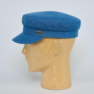 TRAWLER Denim Breton Fisherman Cap Sailor Captains Nautical Skipper ...