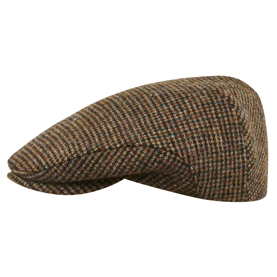 DERBY Harris Tweed Flat Cap Gun Club Check Bunnet English Dai Jeff ...