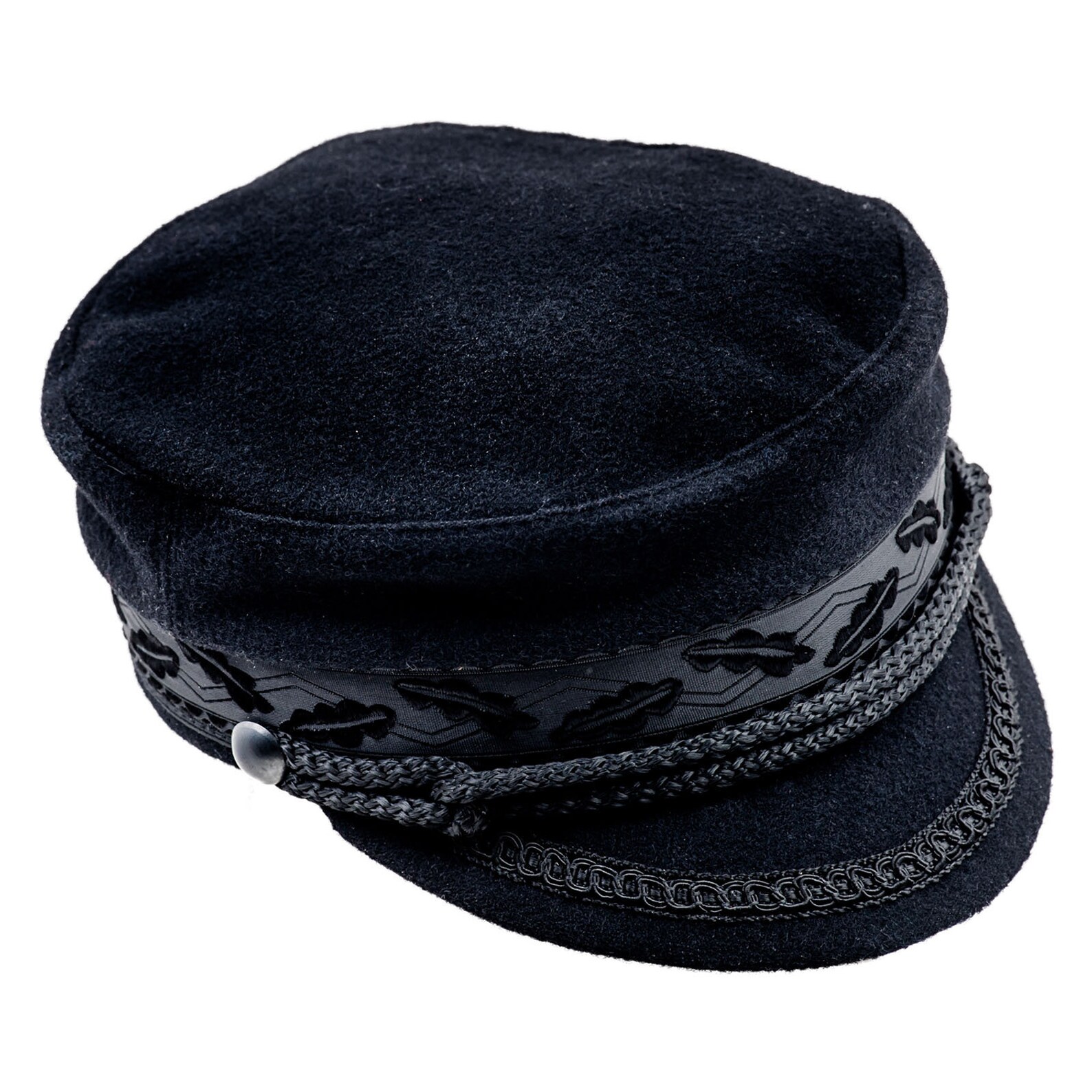 CHANDLER Wool Fiddler Cap With Embroidered Tape Twine Seaman | Etsy