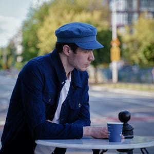 TRAWLER Denim Breton Fisherman Cap Sailor Captains Nautical Skipper ...