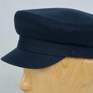 PIREUS Linen Greek Fisherman Breton Summer Cap Sailor Captains Nautical ...