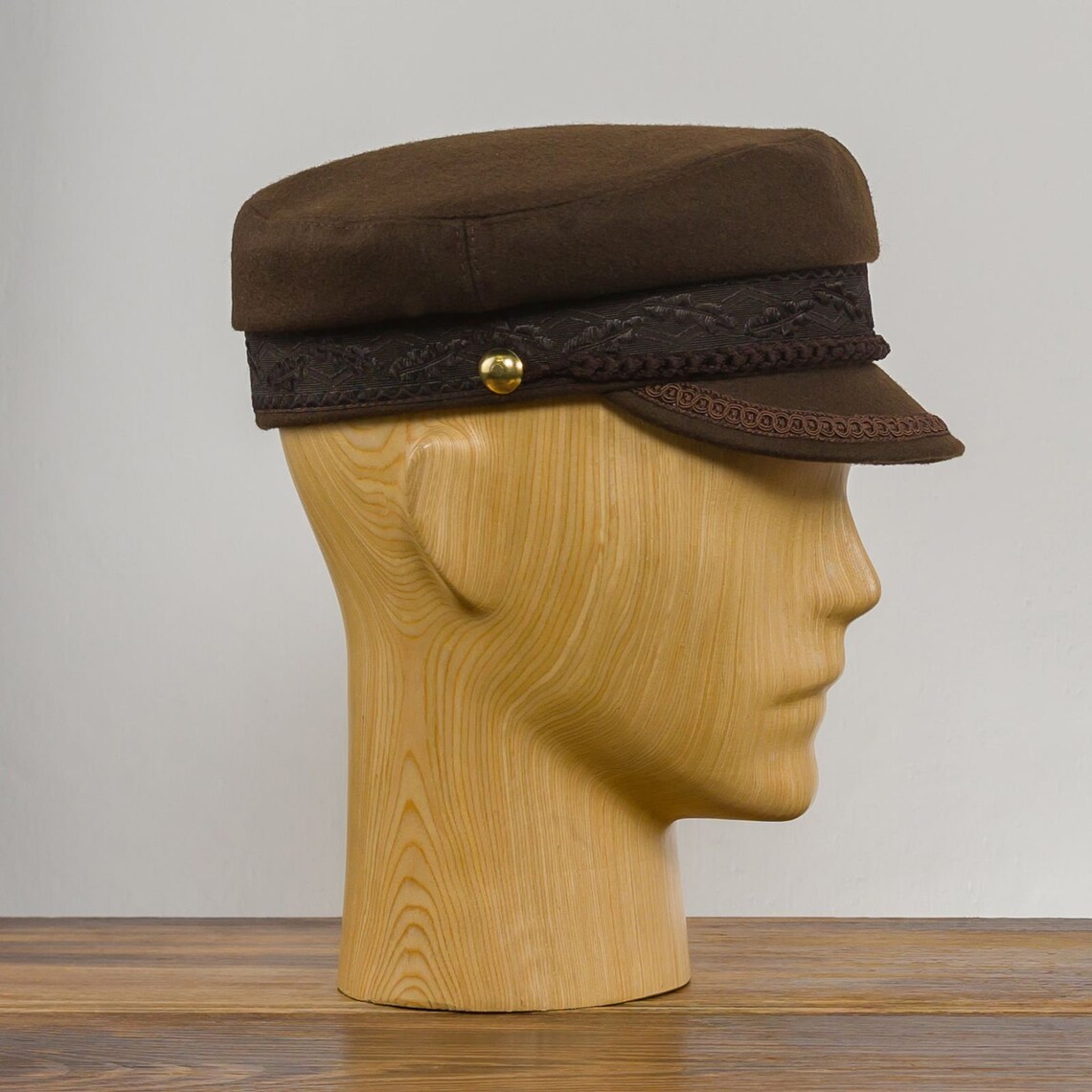 CHANDLER Wool Fiddler Cap With Embroidered Tape Twine Seaman - Etsy