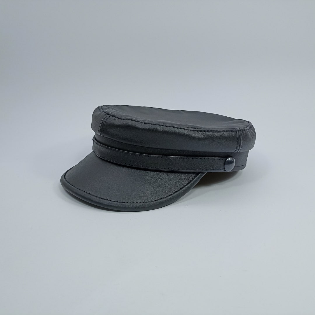 SALE!-TRAWLER 55cm Genuine Leather Breton Greek Fisherman Cap Sailor ...