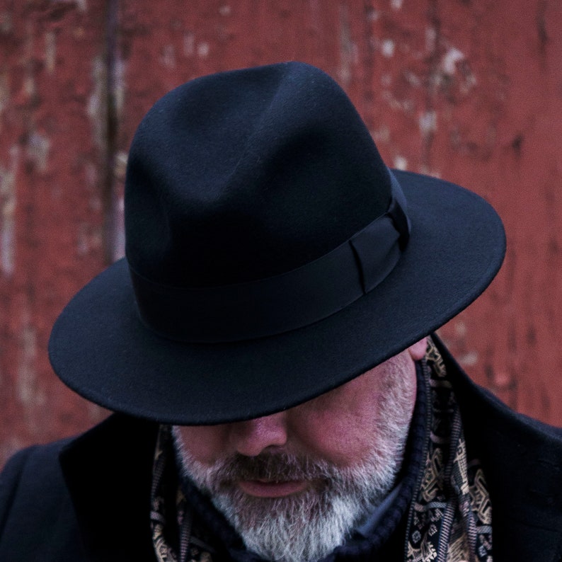 HOLDEN Wool Felt Fedora | Wide Brim Stylish Crushable Gangster Dressy ...