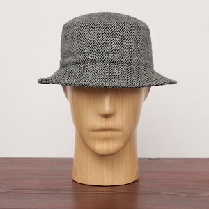 GLEN Harris Tweed Bucket Wool Hat Warm Quilted Lining Boonie Fisherman ...