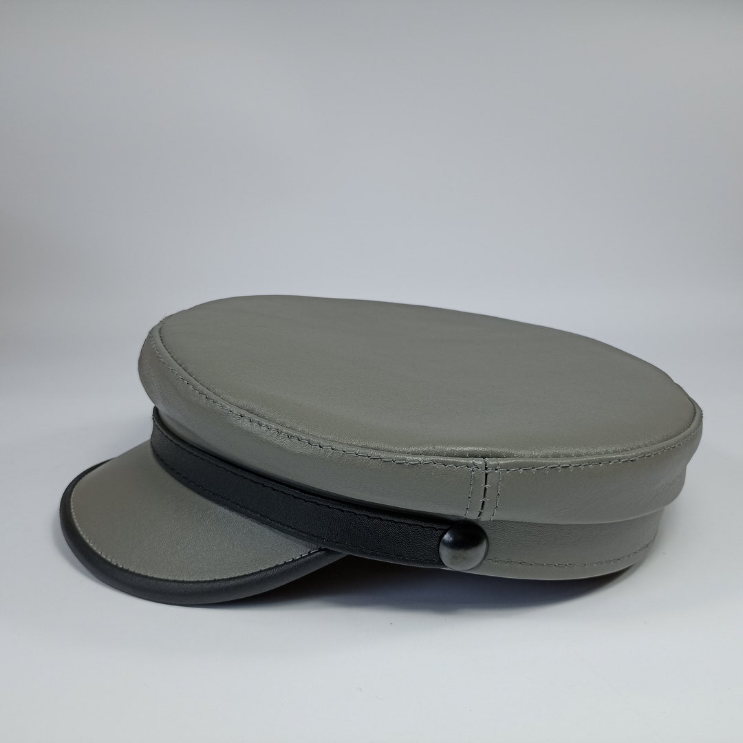 SALETRAWLER 60cm Genuine Leather Breton Greek Fisherman Cap Sailor ...