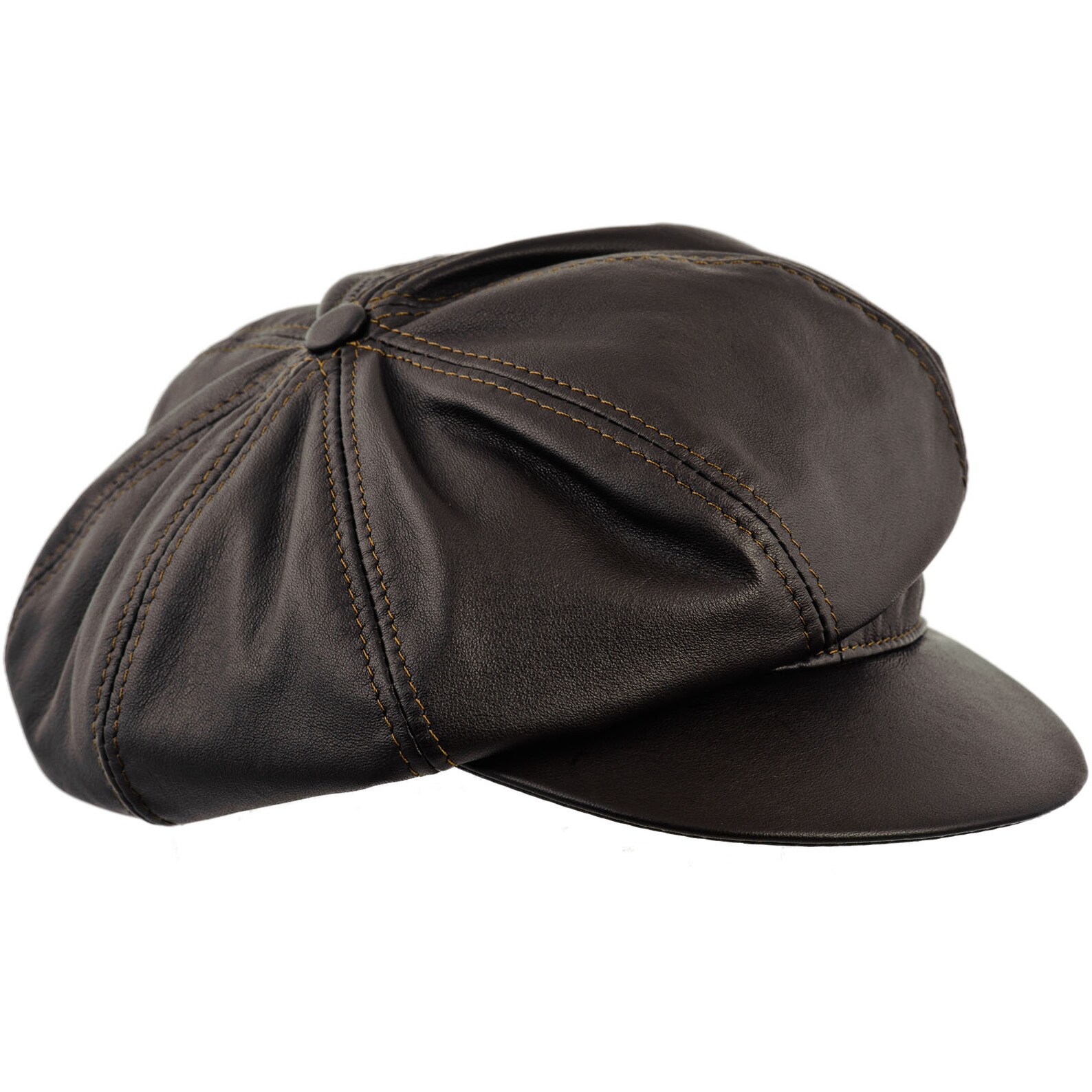 JIMMY Natural Leather Newsboy Baker Boy Balloon 8 Panels Cap | Etsy Canada