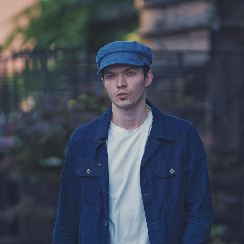 TRAWLER Denim Breton Fisherman Cap Sailor Captains Nautical Skipper ...