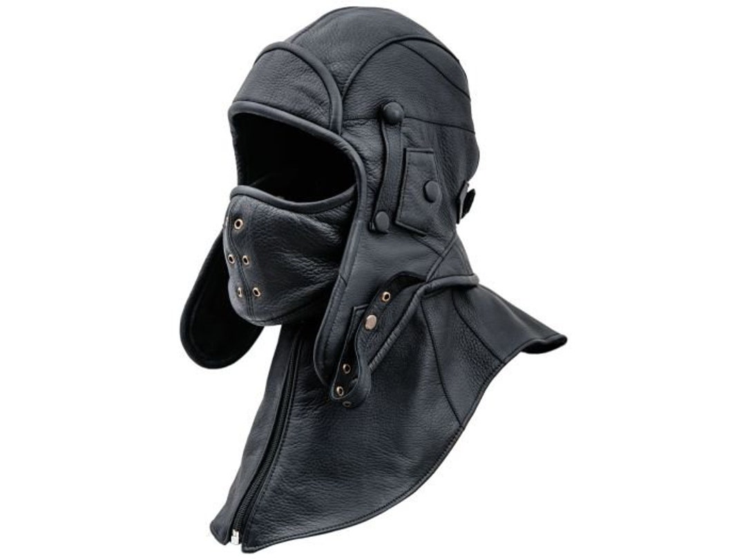 SIBERIA Genuine Leather Pilot Aviator Motorcycle Cap Polar Fleece ...