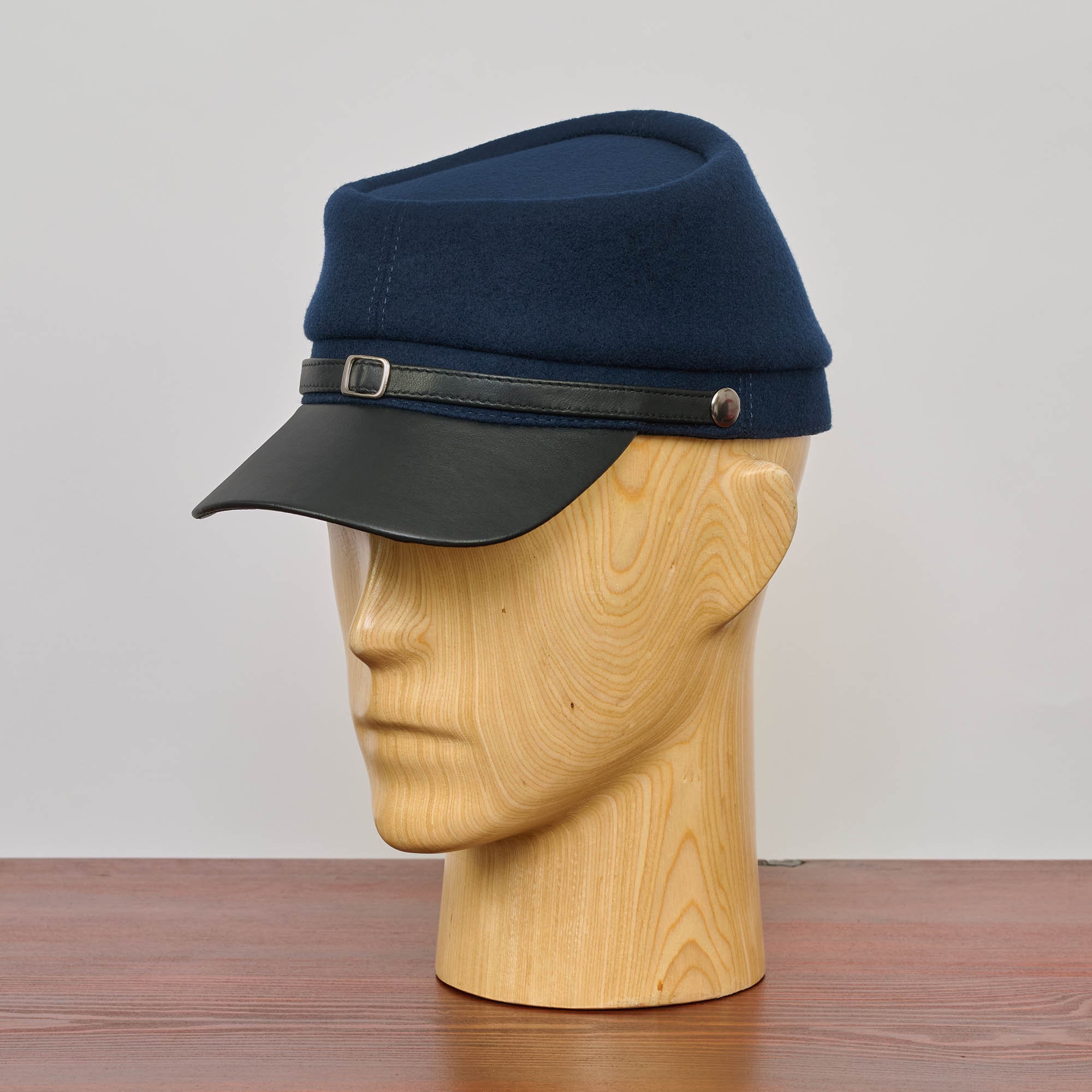 BLUE AND GRAY Wool Kepi Cap American Civil War Replica Leather Visor ...