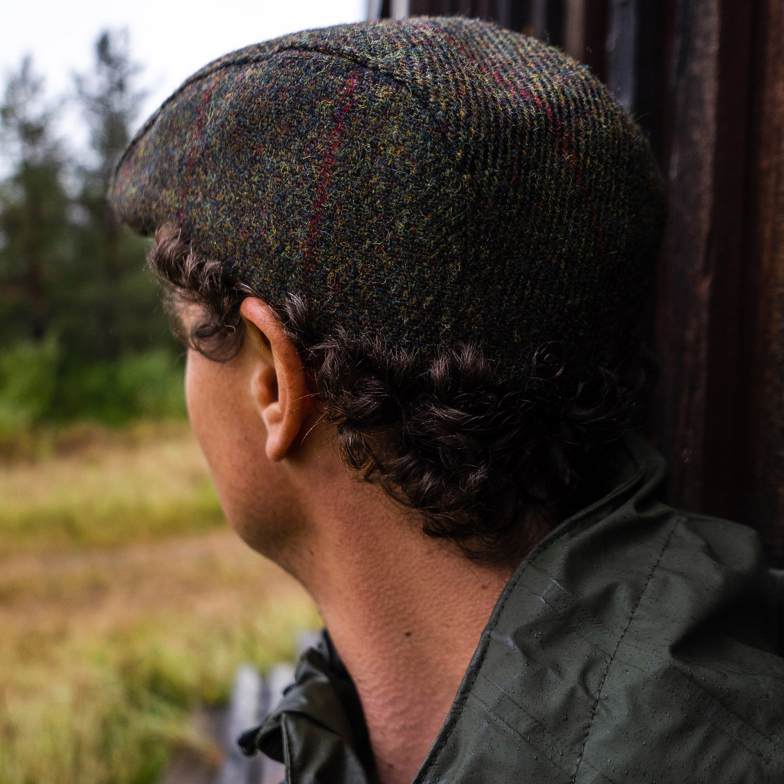 NORTE Harris Tweed Flat Cap Folding Ear Flaps Scottish Wool Quilted ...