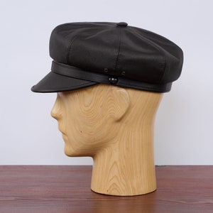 HARLEY Natural Leather Peaked Motorcycle Cap Rockabilly Punk Style ...