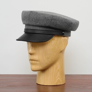 MOTO Motorcycle Biker Peaked Cap Wool Cloth Leather Brim Riding Harley ...