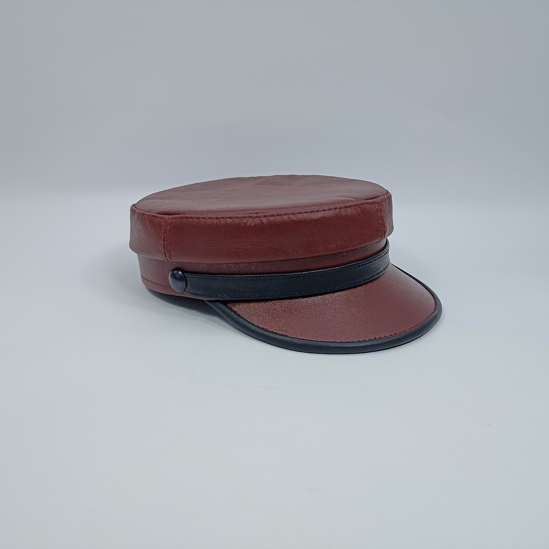 SALE!-TRAWLER 54cm Genuine Leather Breton Greek Fisherman Cap Sailor ...