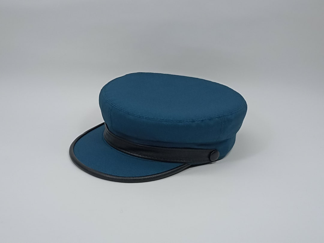 SALE!-RINGO 54cm Waxed Cotton Peaked Cap Breton Style Leather Strap ...