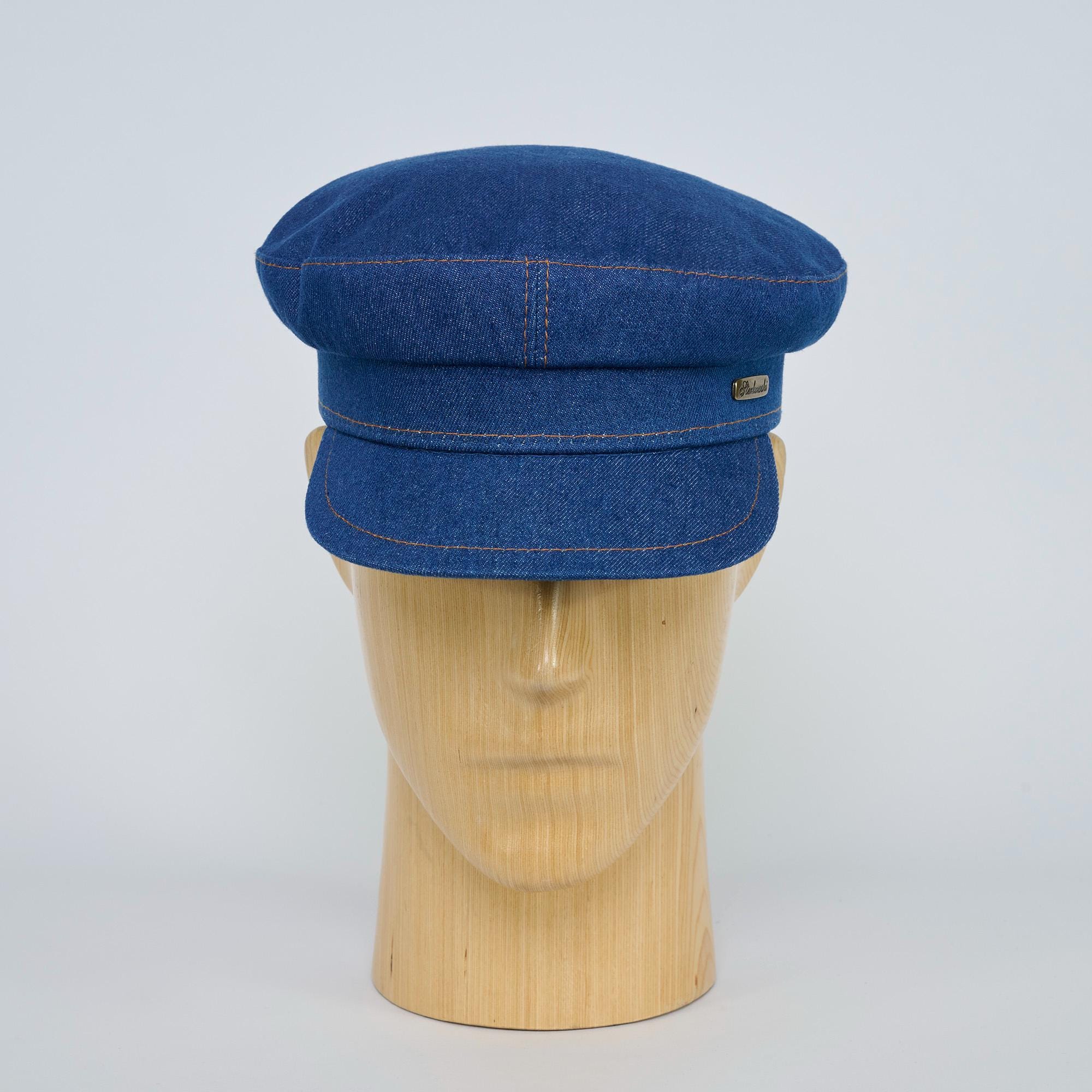 TRAWLER Denim Breton Fisherman Cap Sailor Captains Nautical Skipper ...