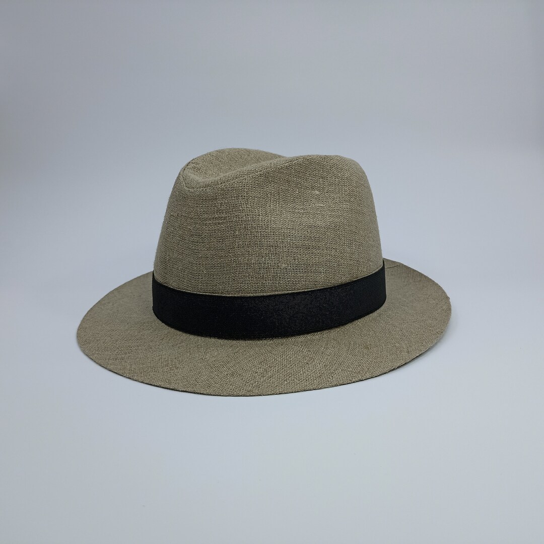 SALE!-SUGARCANE 61cm Linen Large Brim Fedora Sun Protection Hat ...