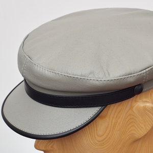 TRAWLER Genuine Leather Breton Greek Fisherman Cap Sailor Captains ...