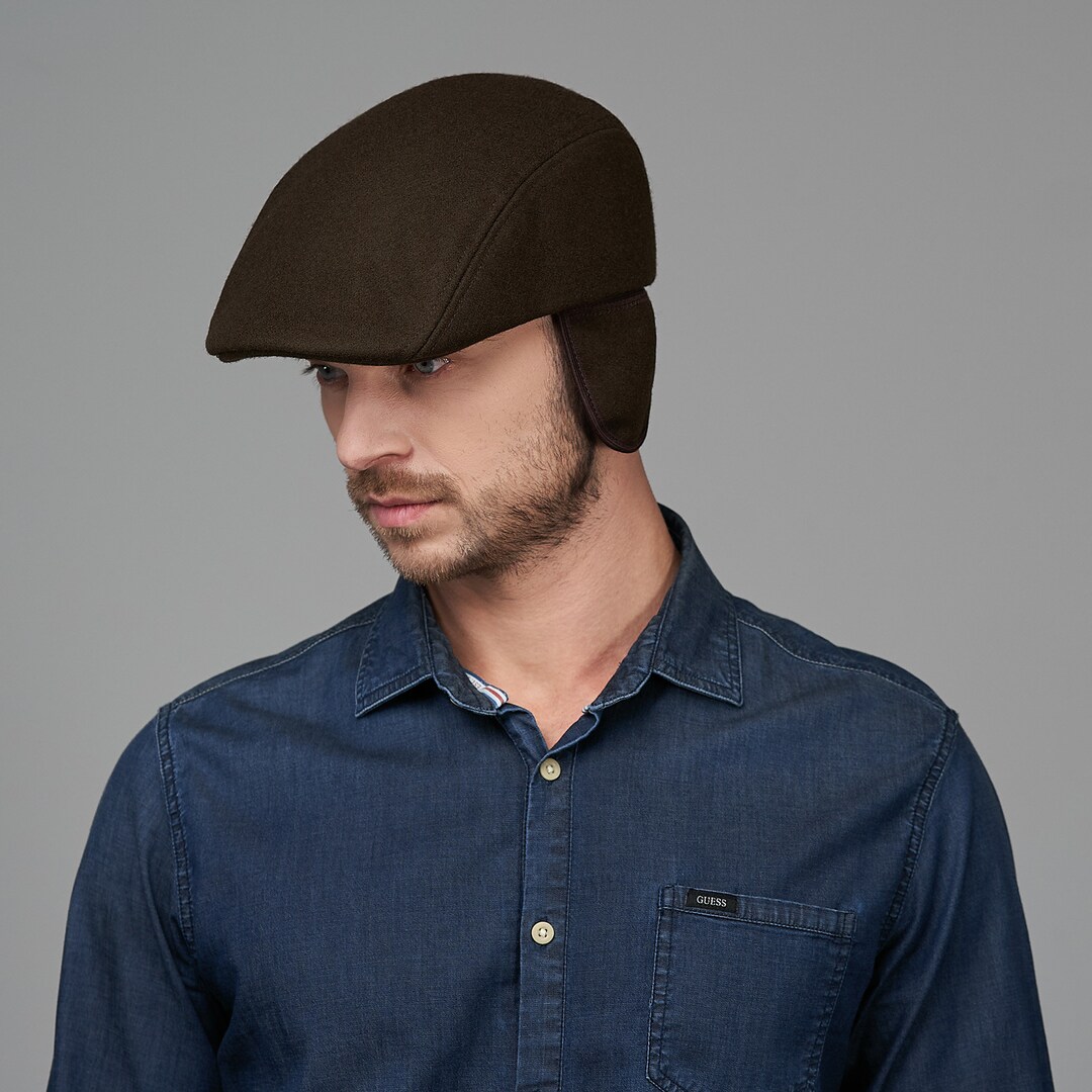 NORTE Wool Earflap Flat Cap Jeff Paddy Irish Driving English Walking ...