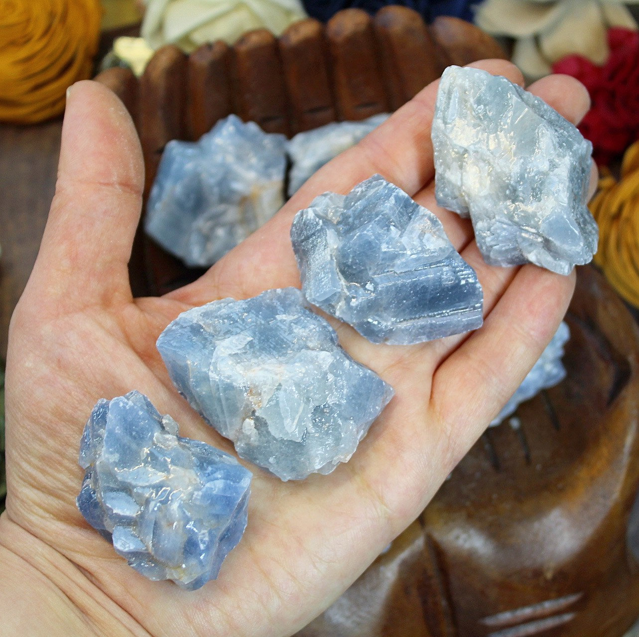 Raw Smooth Blue Calcite Specimen // Loose Crystal Healing Blue - Etsy India
