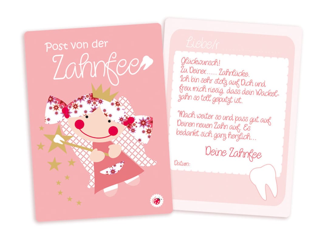 Tooth Fairy Letter Postcard Tooth Fairy Green or Pink From Millimi - Etsy