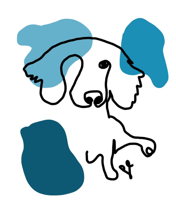Digital Art-line Art-dog Art-modern Art-color Blocking | Etsy