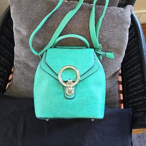 Vintage Green Leather Convertible Mini Backpack Purse, Crossbody ...