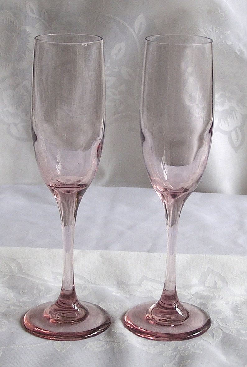 Vintage Pink Champagne Flutes: Wedding Celebration Glasses - Etsy