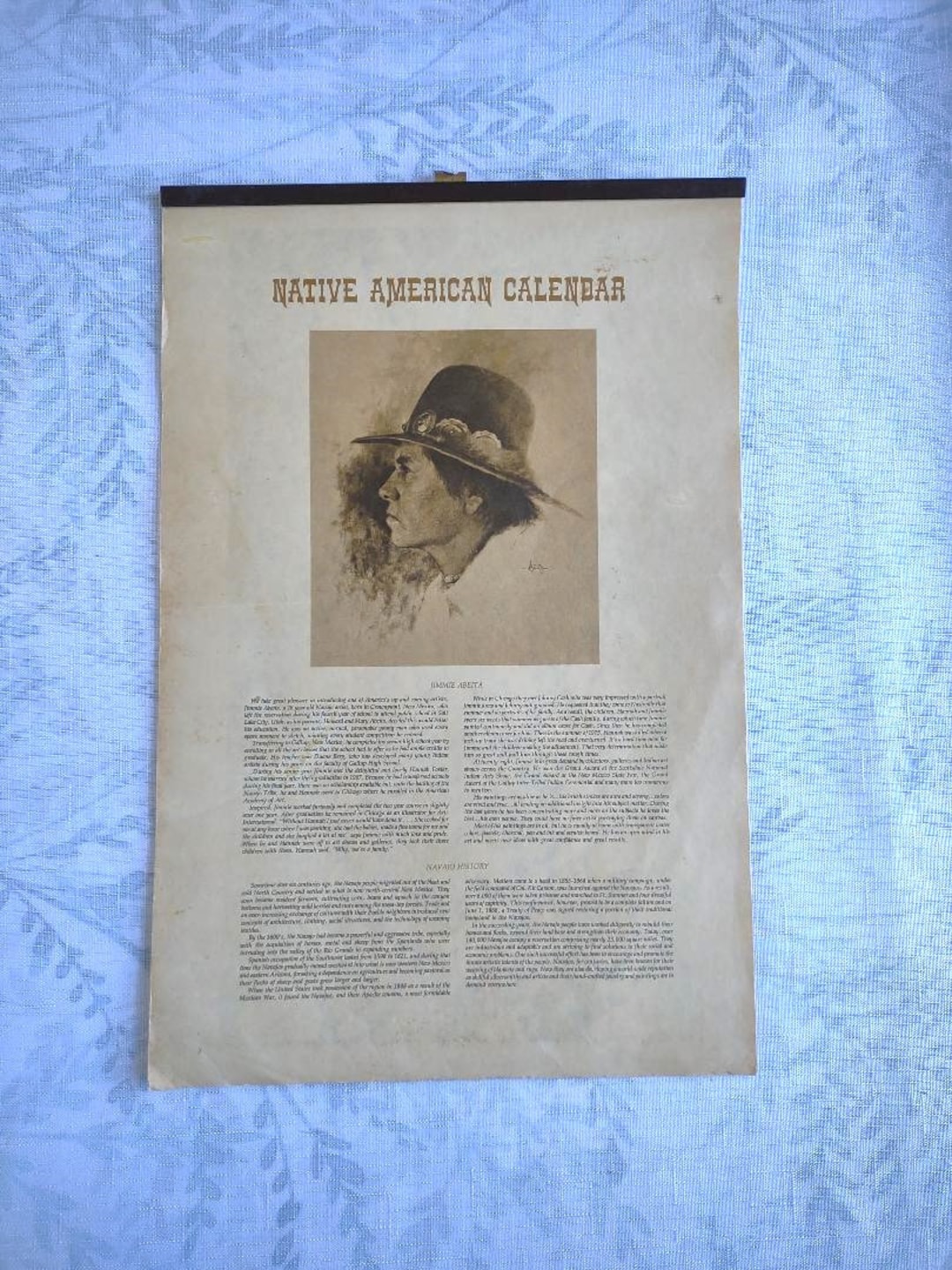 Vintage Jimmie Abeita 1977 Native American Calendar, Native American ...