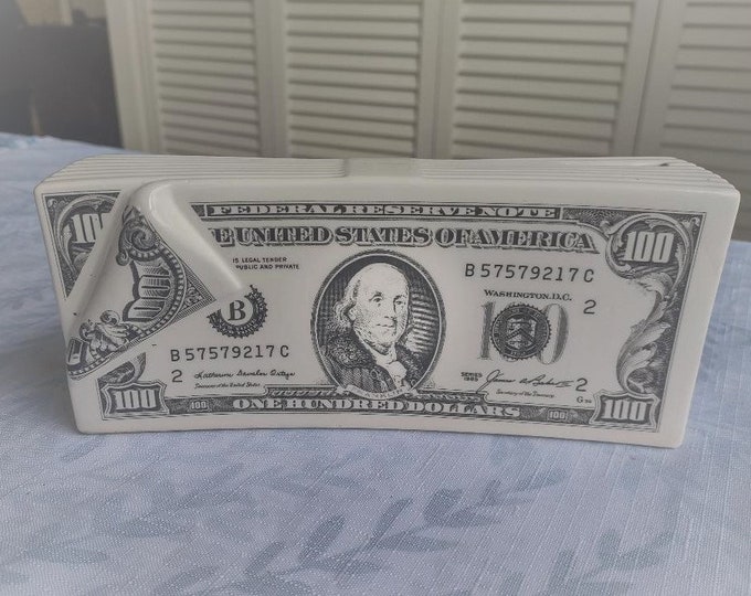 Vintage Stack of 100 Dollar Bills Ceramic Piggy Bank, Vintage Stack of ...
