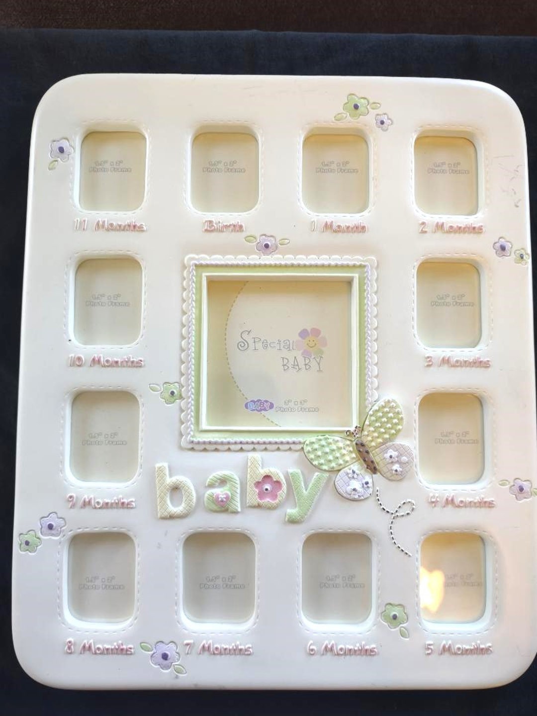 Vintage 12 Month Baby Girl Picture Frame, Heavy Molded First Year Baby ...