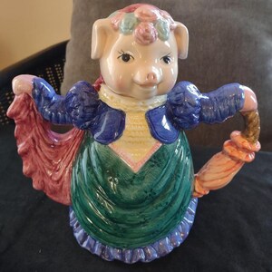 Vintage Hand Painted Medieval Damsel Pig Teapot by the Shops at ...