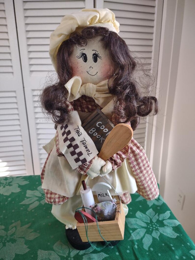 Vintage Wooden Standing Kitchen Apprentice Doll, Handmade Student Baker ...