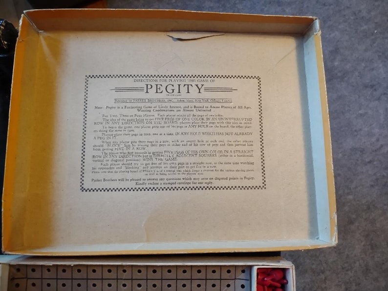 Vintage 1939 Pegity Game, Vintage Parker Brothers Pegity Game, Antique ...
