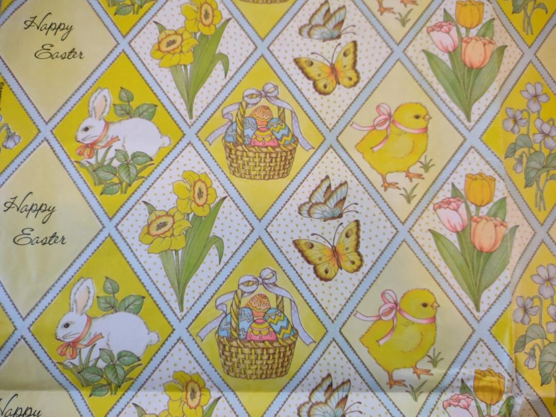 1960s Vintage Easter Gift Wrap Paper: Bunnies, Chicks, Baskets (30x20 ...