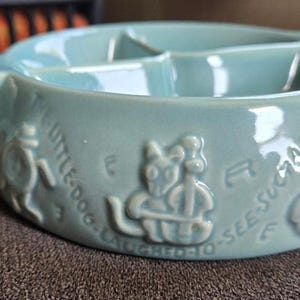 Vintage Hankscraft Turquoise Hey Diddle Diddle Ceramic Baby Food Warmer ...