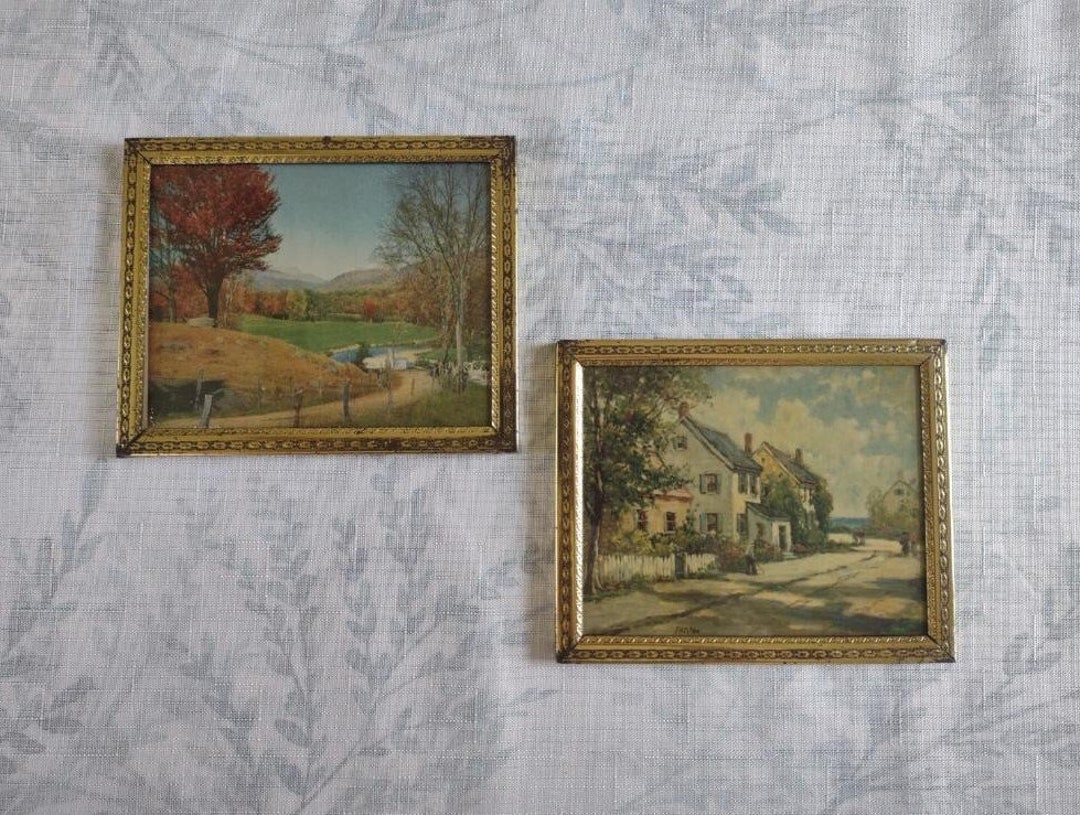 Vintage Woolworth's Framed Cardboard Art Prints Set of 2 Miniature MCM ...