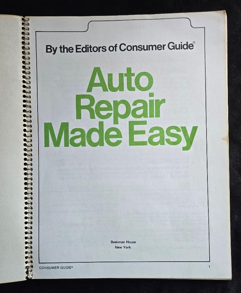 Vintage 1979 Auto Repair Made Easy by Consumer Guide, Vintage Auto ...
