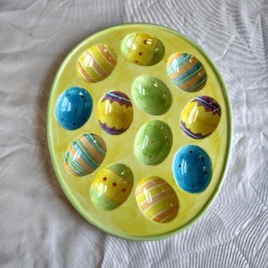 Vintage Easter Deviled Egg Plate Easter Egg Design Plate Spring Deviled ...