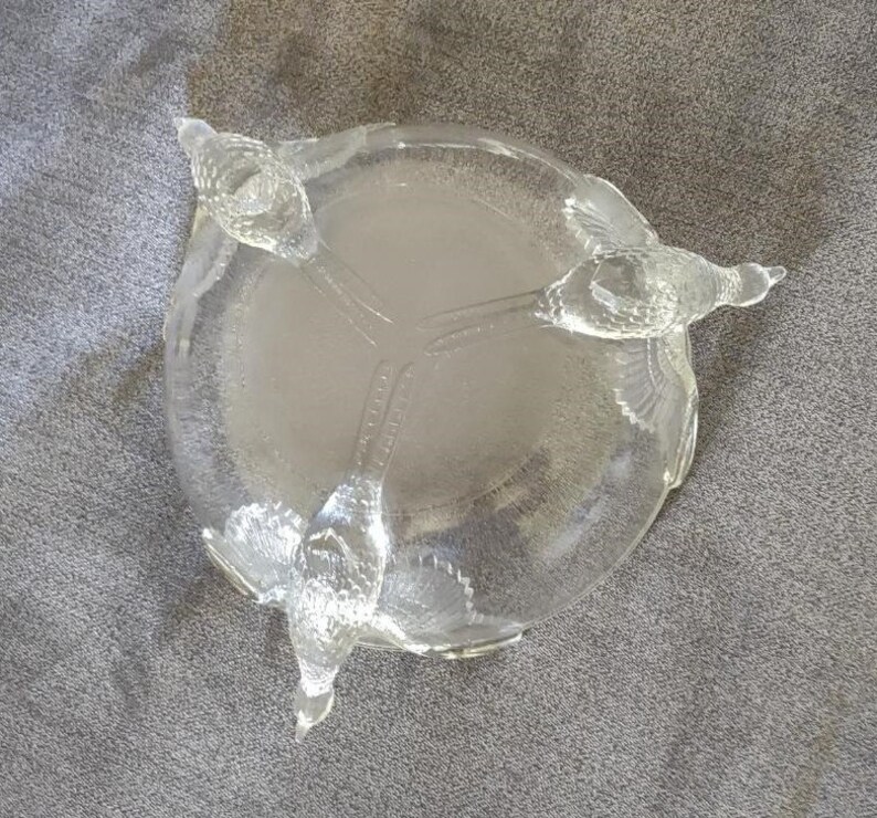 Vintage 3 Footed Pheasant Bowl Jeannette Pressed Clear Glass ...